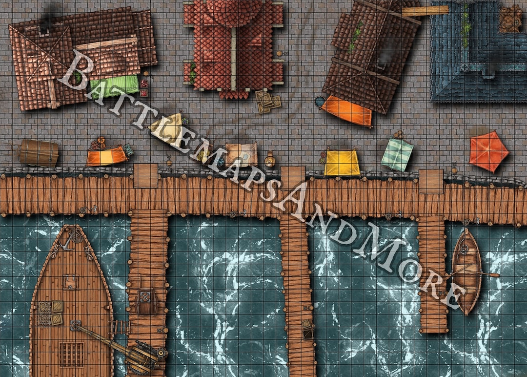 Battle Map, Pier, Harbor, Pen&paper, RPG, Roll 20, Digital Map, Dnd ...