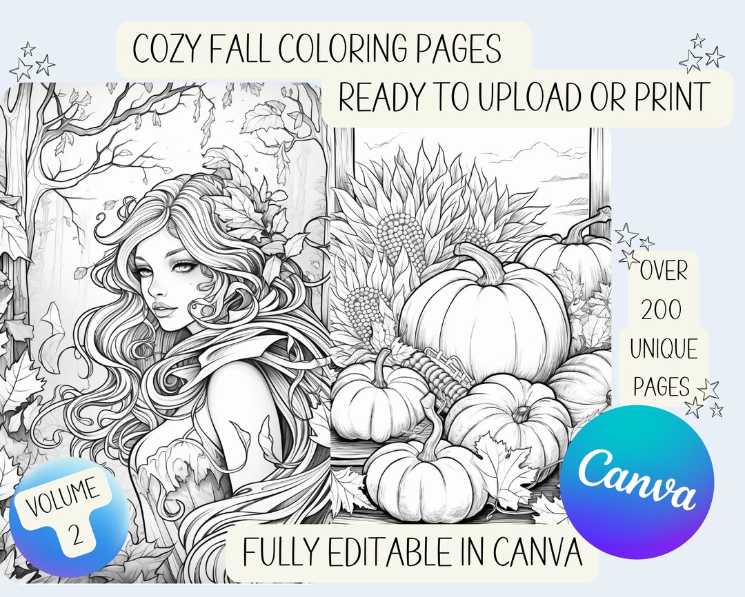 Whispering Fall Coloring Book 200 Detailed Fall Scenes Digital Download ...