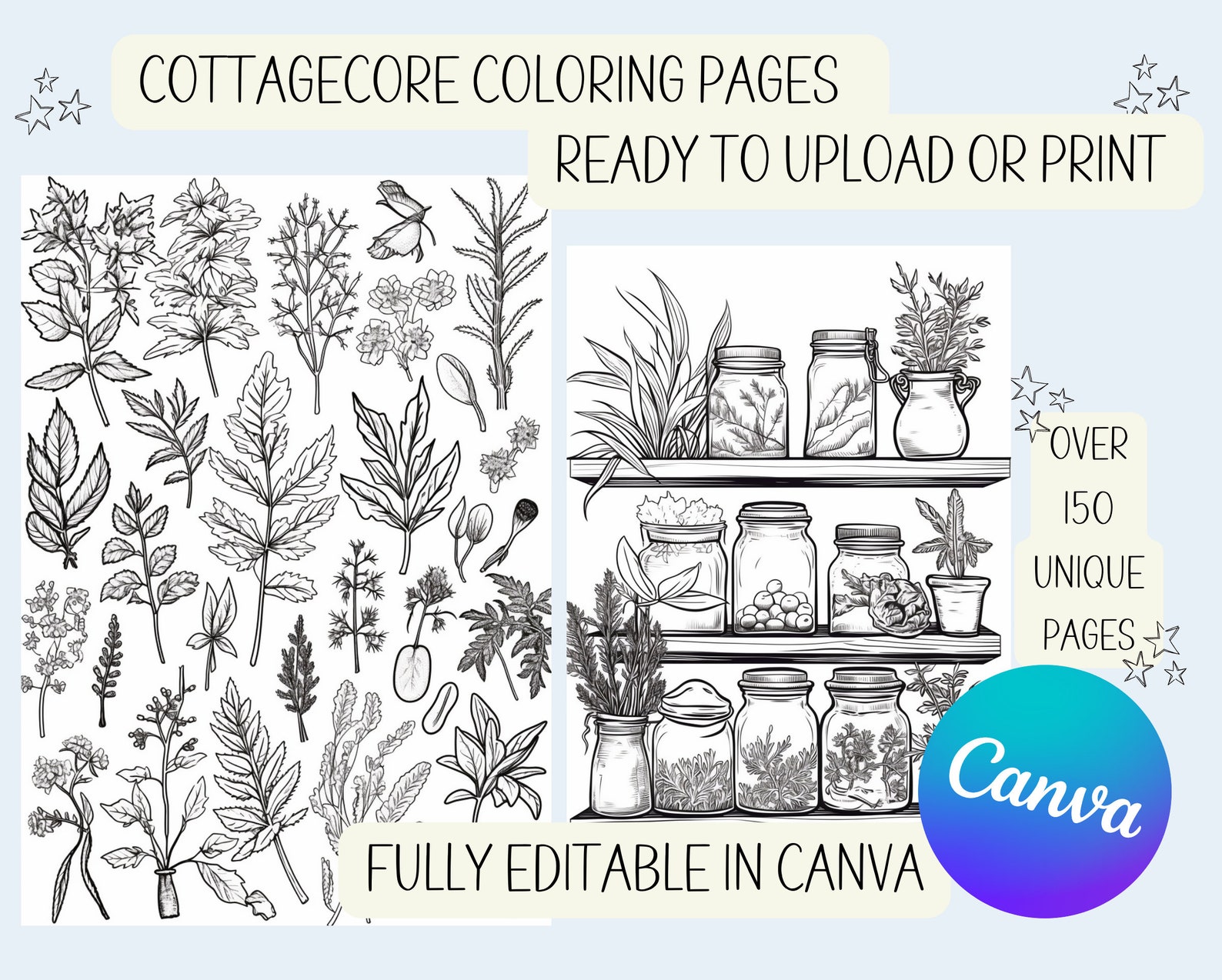 Cottagecore Coloring Book-kdp Interior-personal & Commercial Use.herbs ...