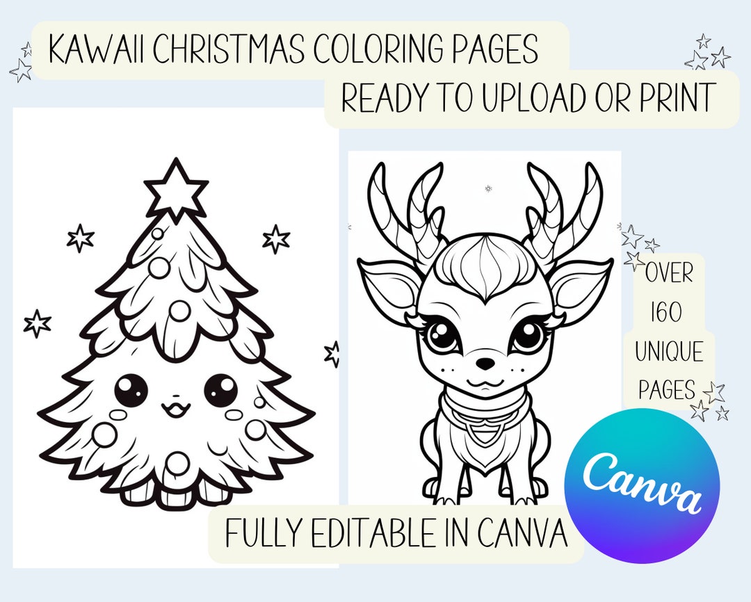 Kawaii Christmas Coloring Pages, Over 160 Pages, 8.5 X 11, Digital ...