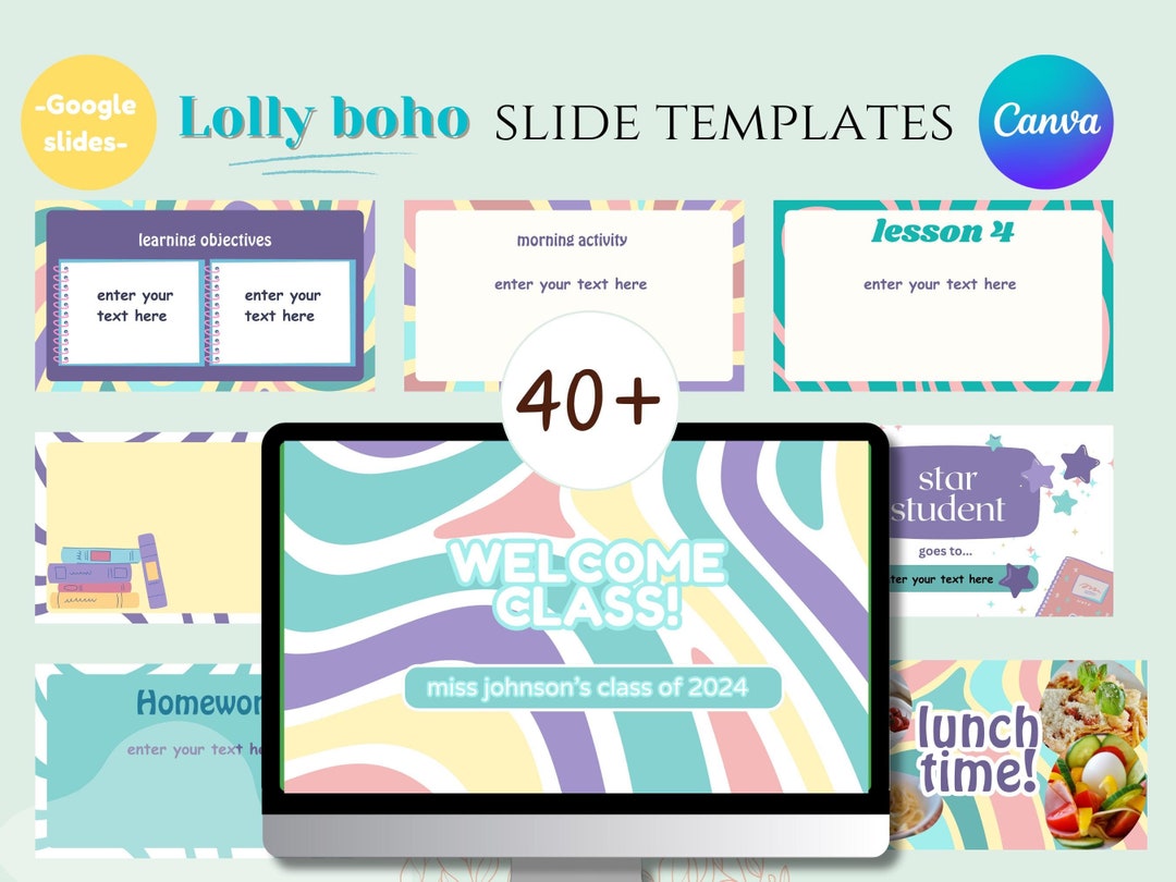 42 Lolly Boho Google Slide Templates Editable Daily Classroom Slides ...