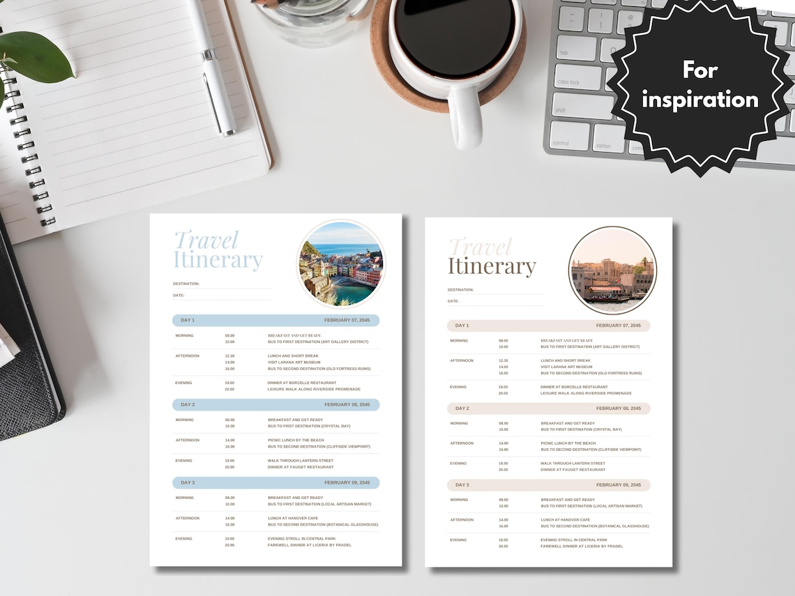 Editable Travel Itinerary Template | Holiday Planner (canva) - Etsy