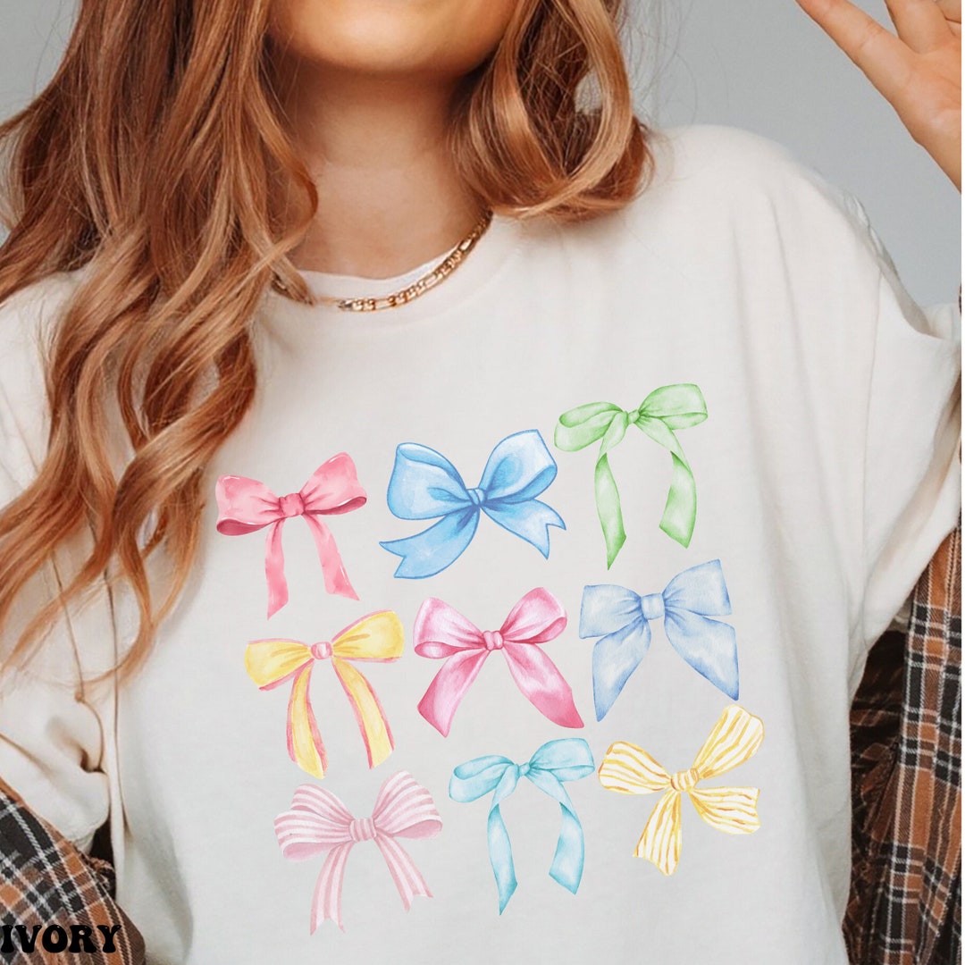 Bow Collage T-shirt, Coquette T-shirt, Trendy Cherry, Girly Aesthetic ...