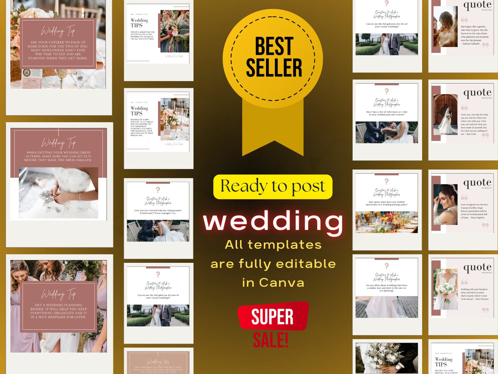 360+ Wedding Post Templates| Wedding Bundle| Canva Templates| Social ...