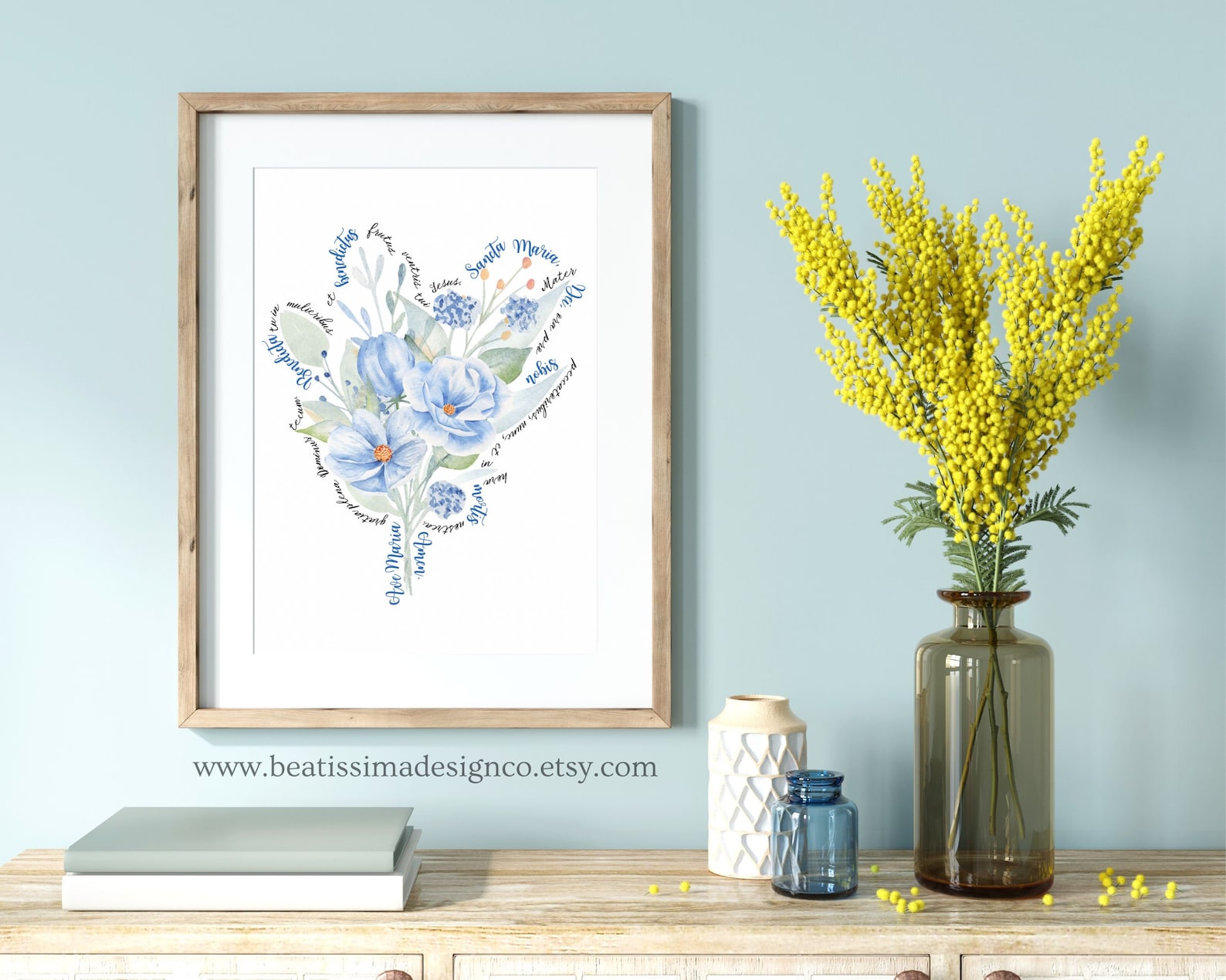 Printable Ave Maria Wall Art, Hail Mary Latin Catholic Prayer Instant ...