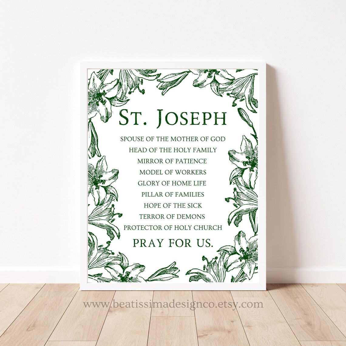 PRINTABLE St. Joseph Litany Prayer Wall Art Catholic Prayer Print St ...