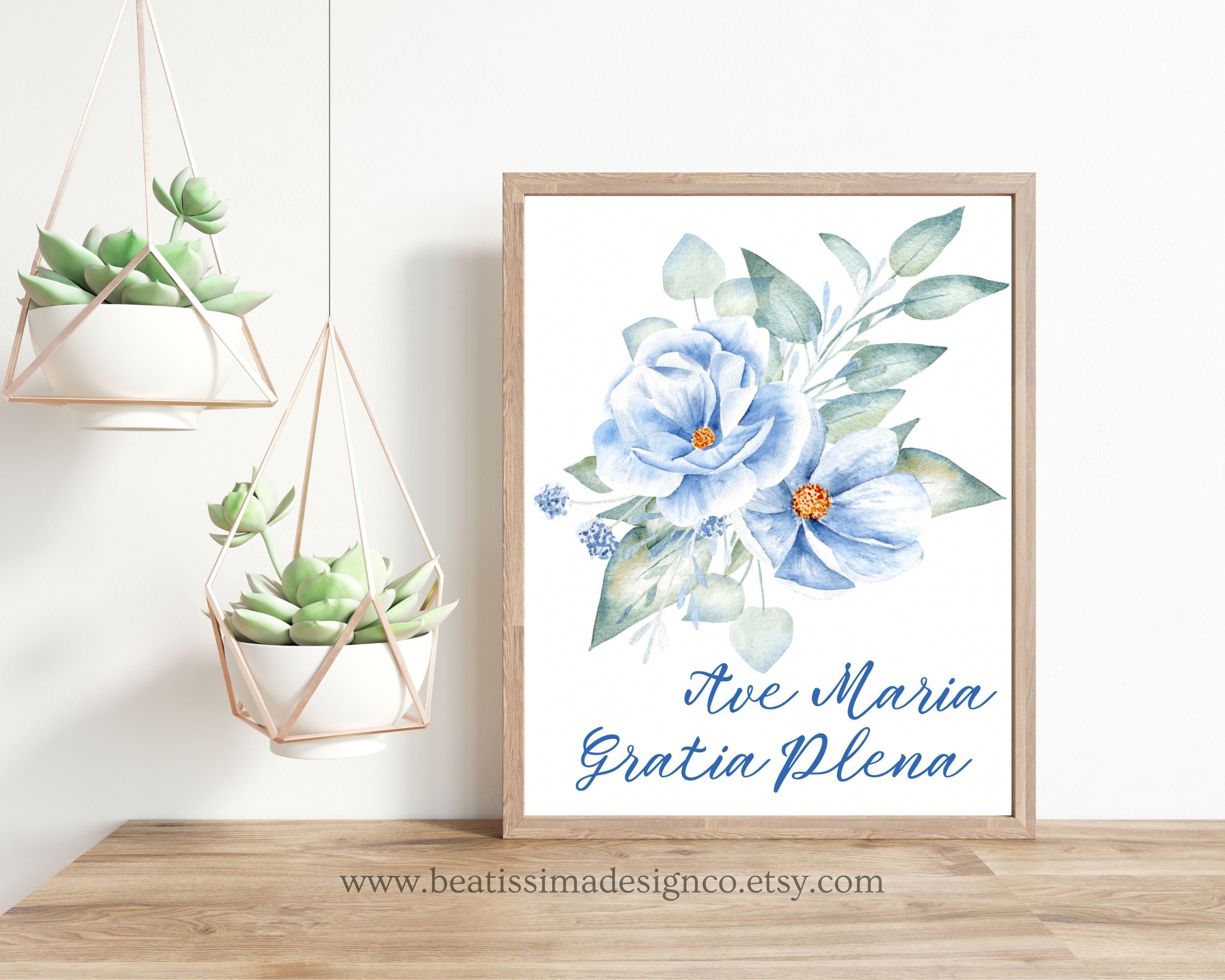 PRINTABLE Ave Maria Gratia Plena Print, Latin Hail Mary Floral Print ...