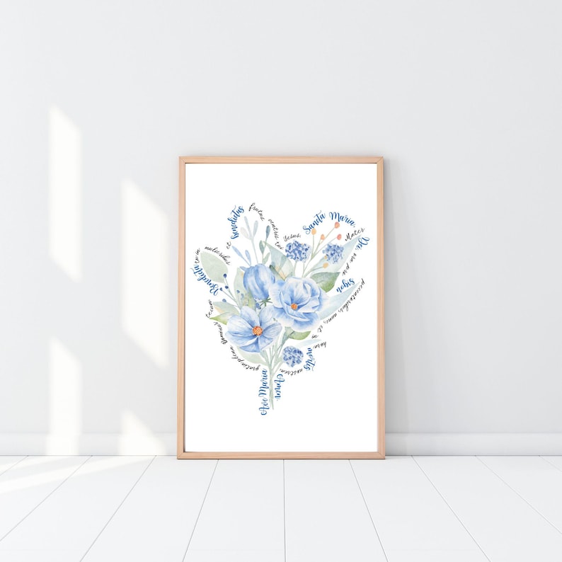 Printable Ave Maria Wall Art, Hail Mary Catholic Prayer Instant ...