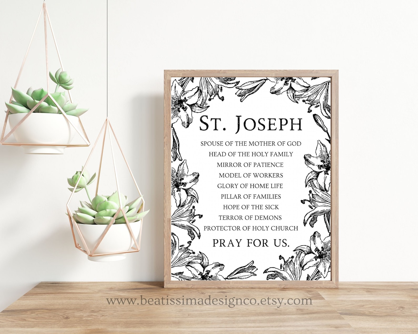 St. Joseph Litany Prayer Printable Wall Art Catholic Prayer Print St ...