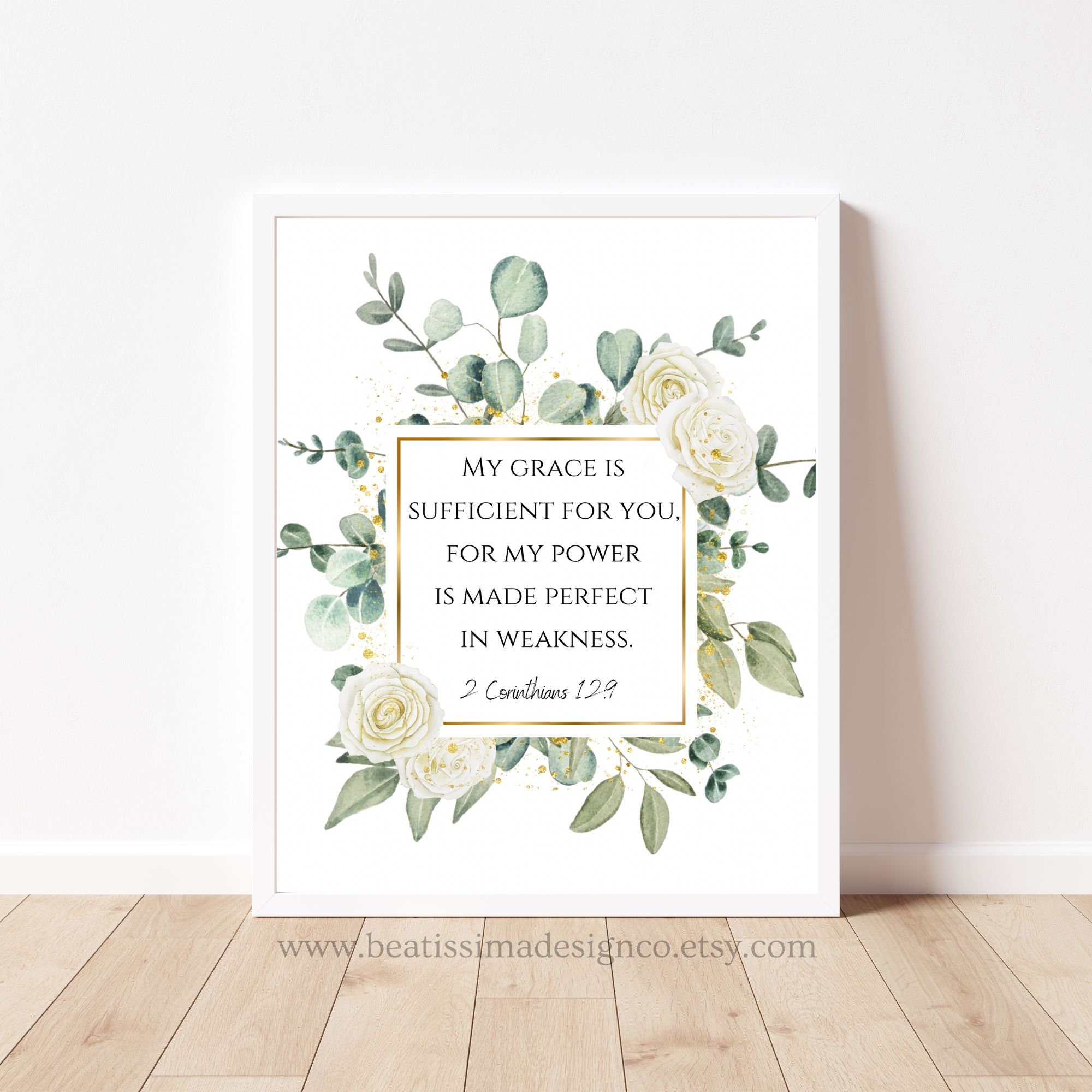 PRINTABLE 2 Corinthians 12:9 My Grace is Sufficient for You Bible Verse Wall Art Botanical ...