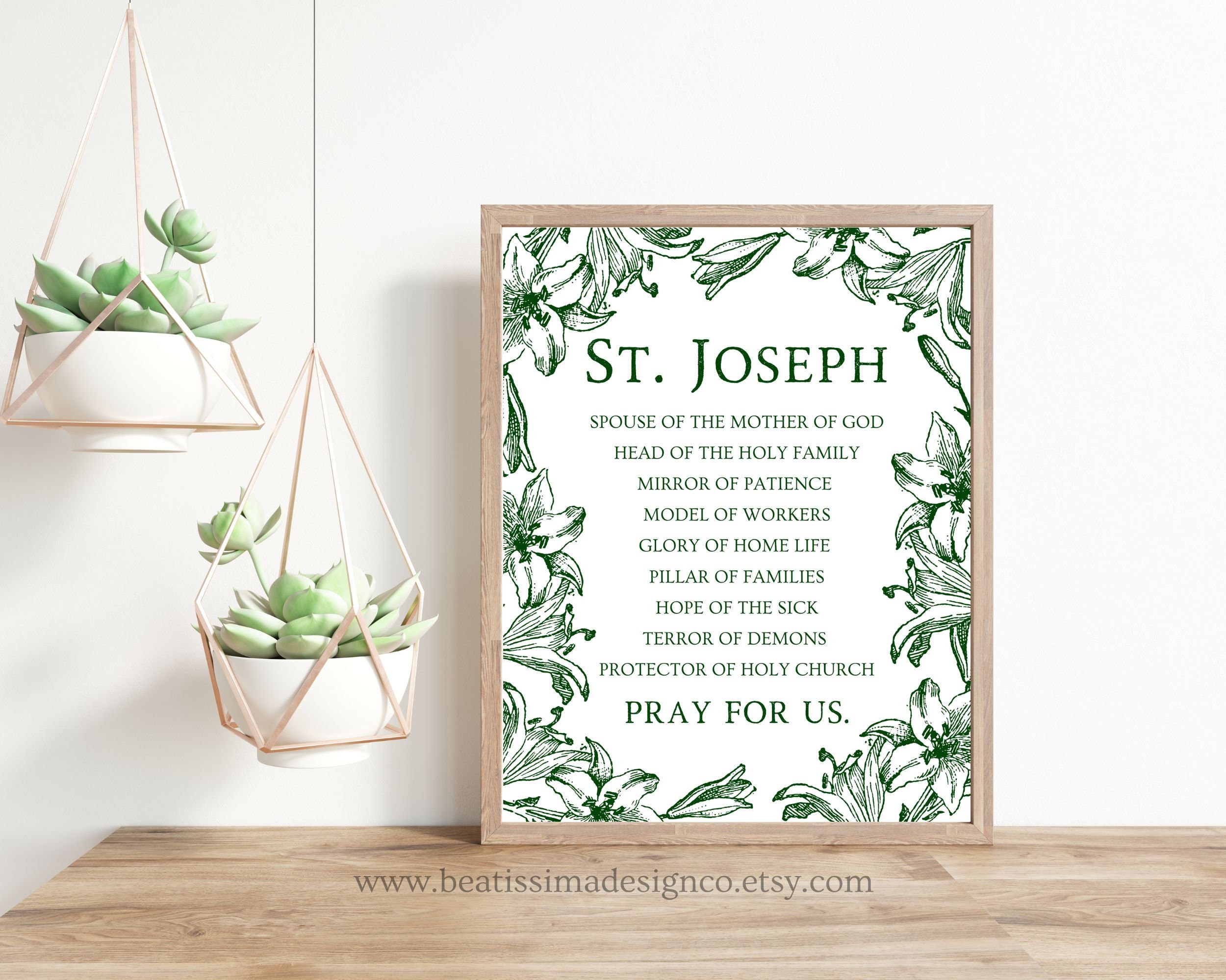 PRINTABLE St. Joseph Litany Prayer Wall Art Catholic Prayer Print St ...