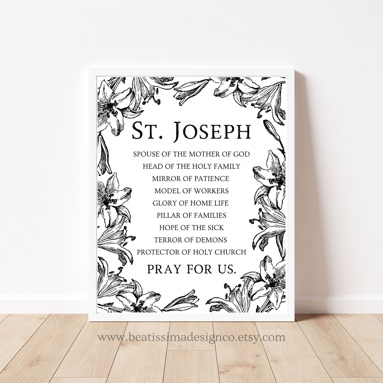 St. Joseph Litany Prayer Printable Wall Art Catholic Prayer Print St ...