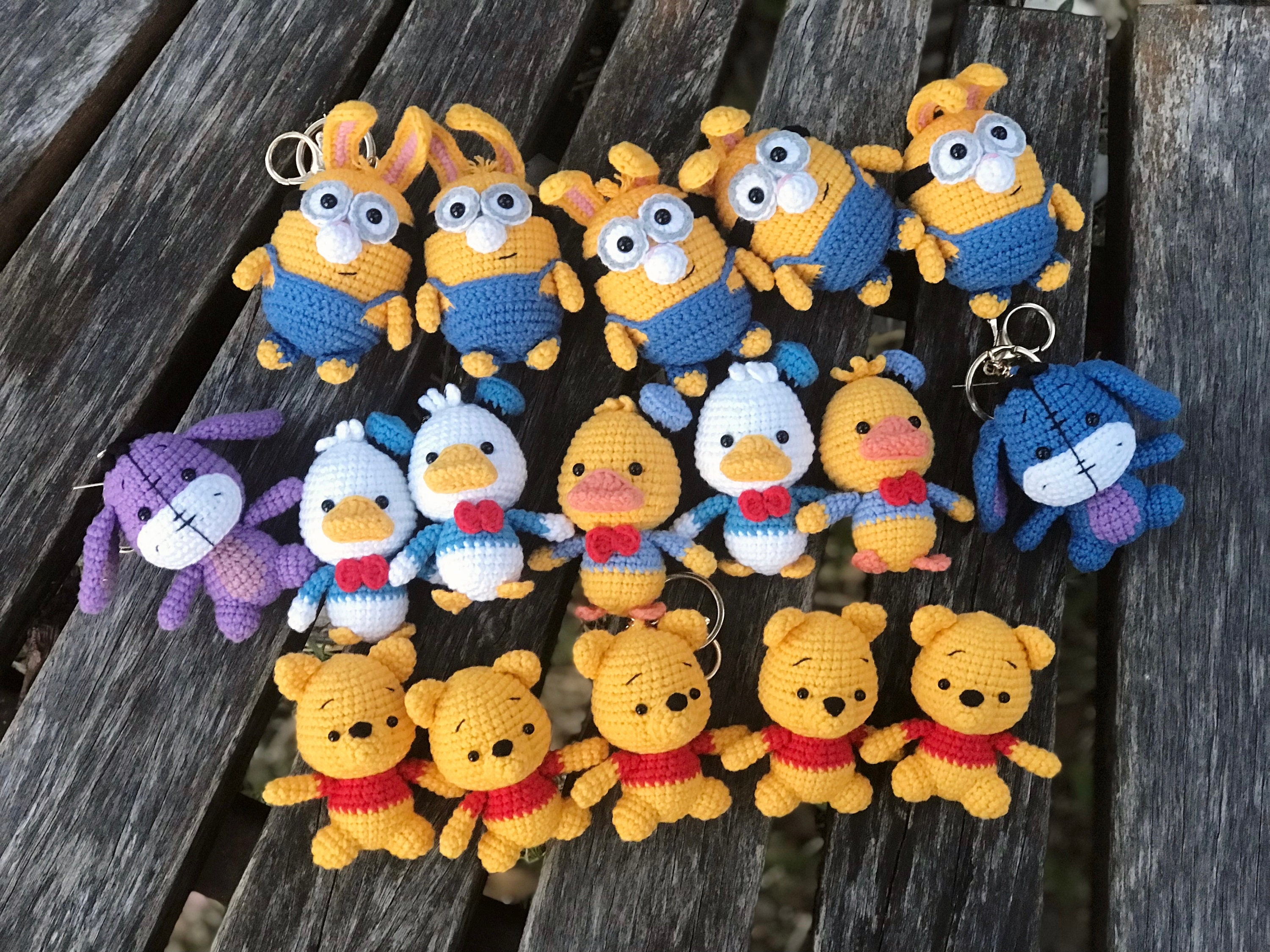 Handmade Crochet Pooh Keychain, Amigurumi Bag Charm, School Bag ...