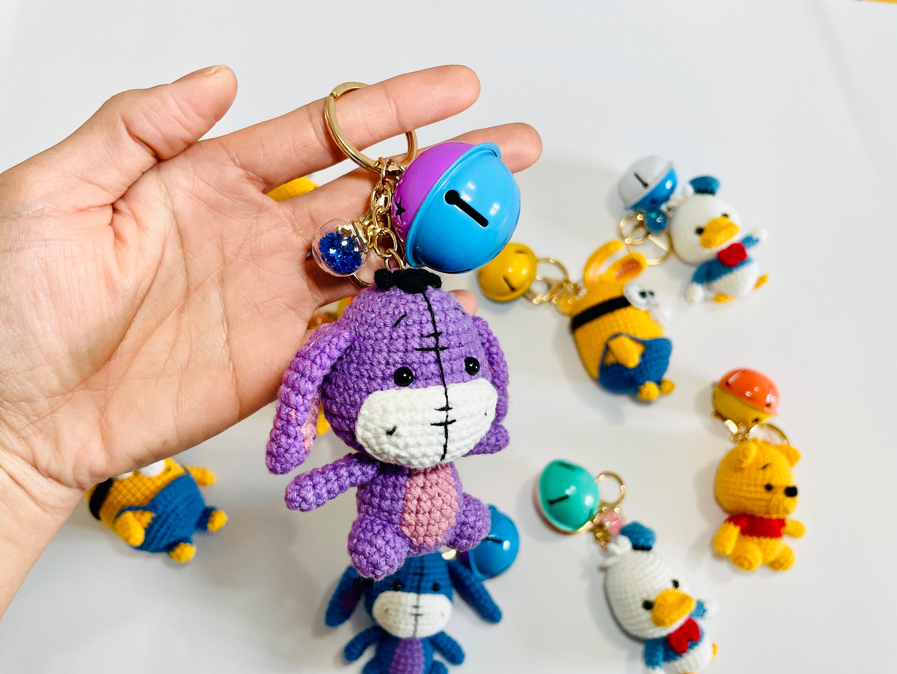 Handmade Crochet Pooh Keychain, Amigurumi Bag Charm, School Bag ...