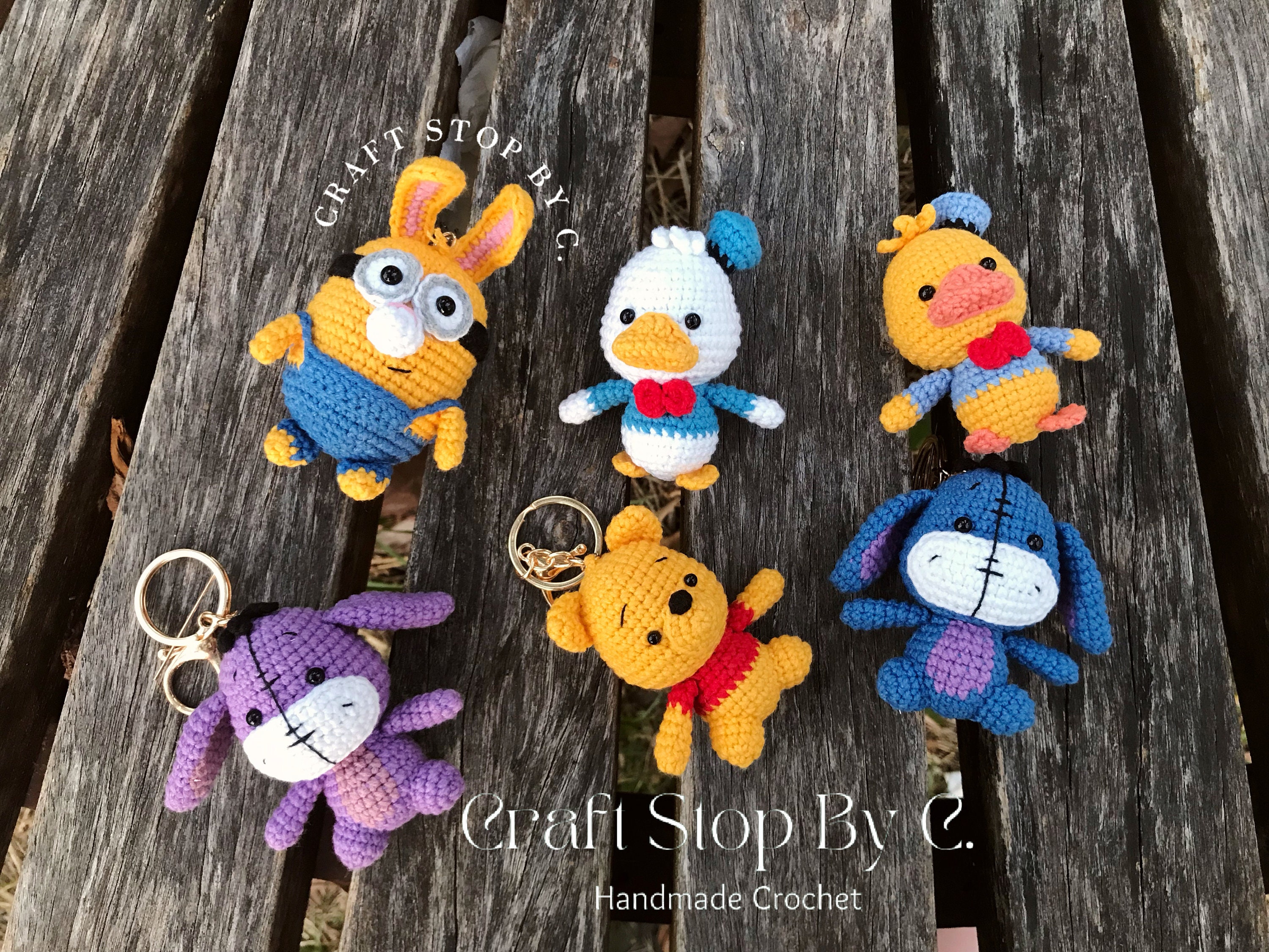 Handmade Crochet Pooh Keychain, Amigurumi Bag Charm, School Bag ...
