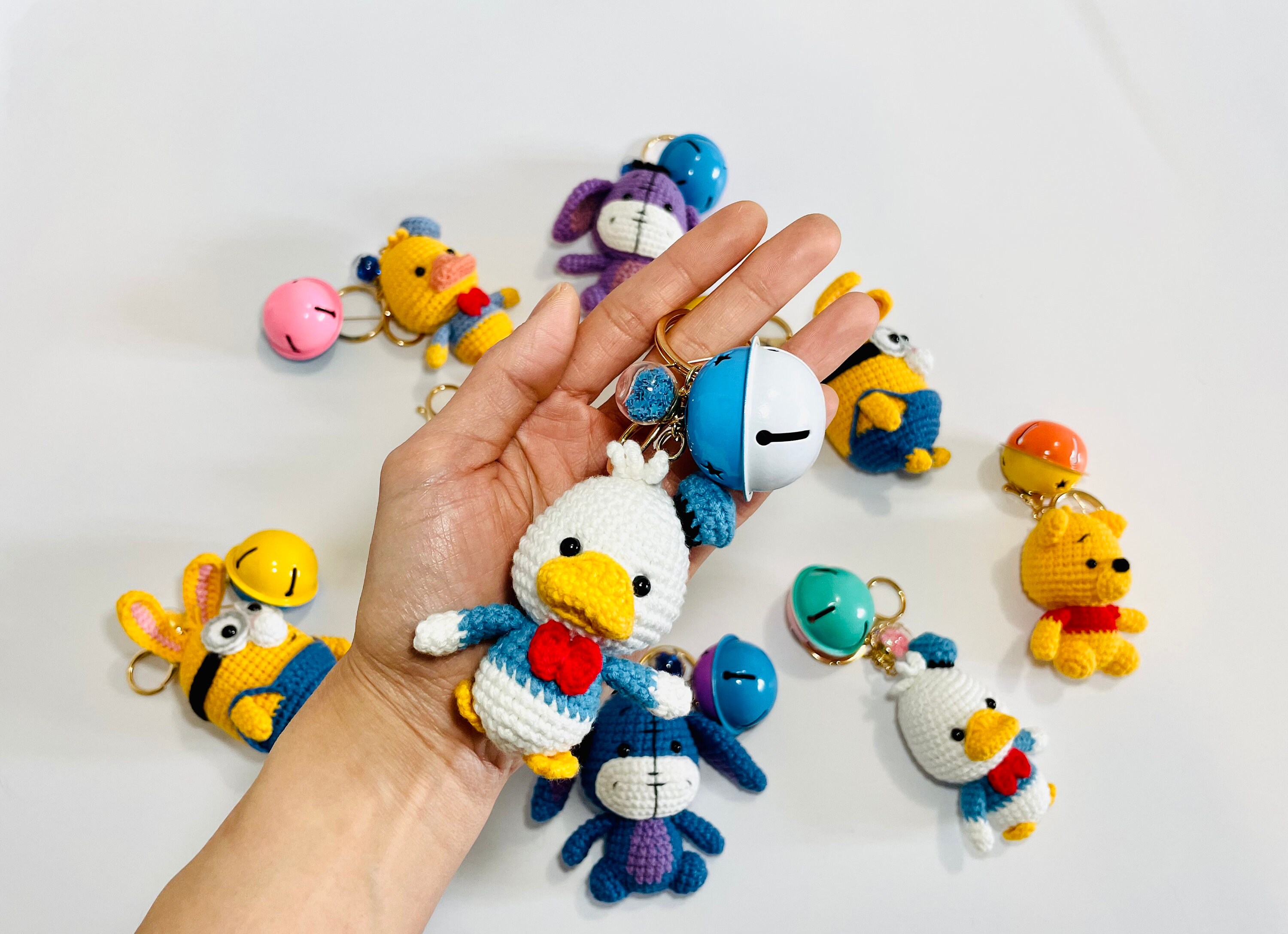 Handmade Crochet Pooh Keychain, Amigurumi Bag Charm, School Bag ...