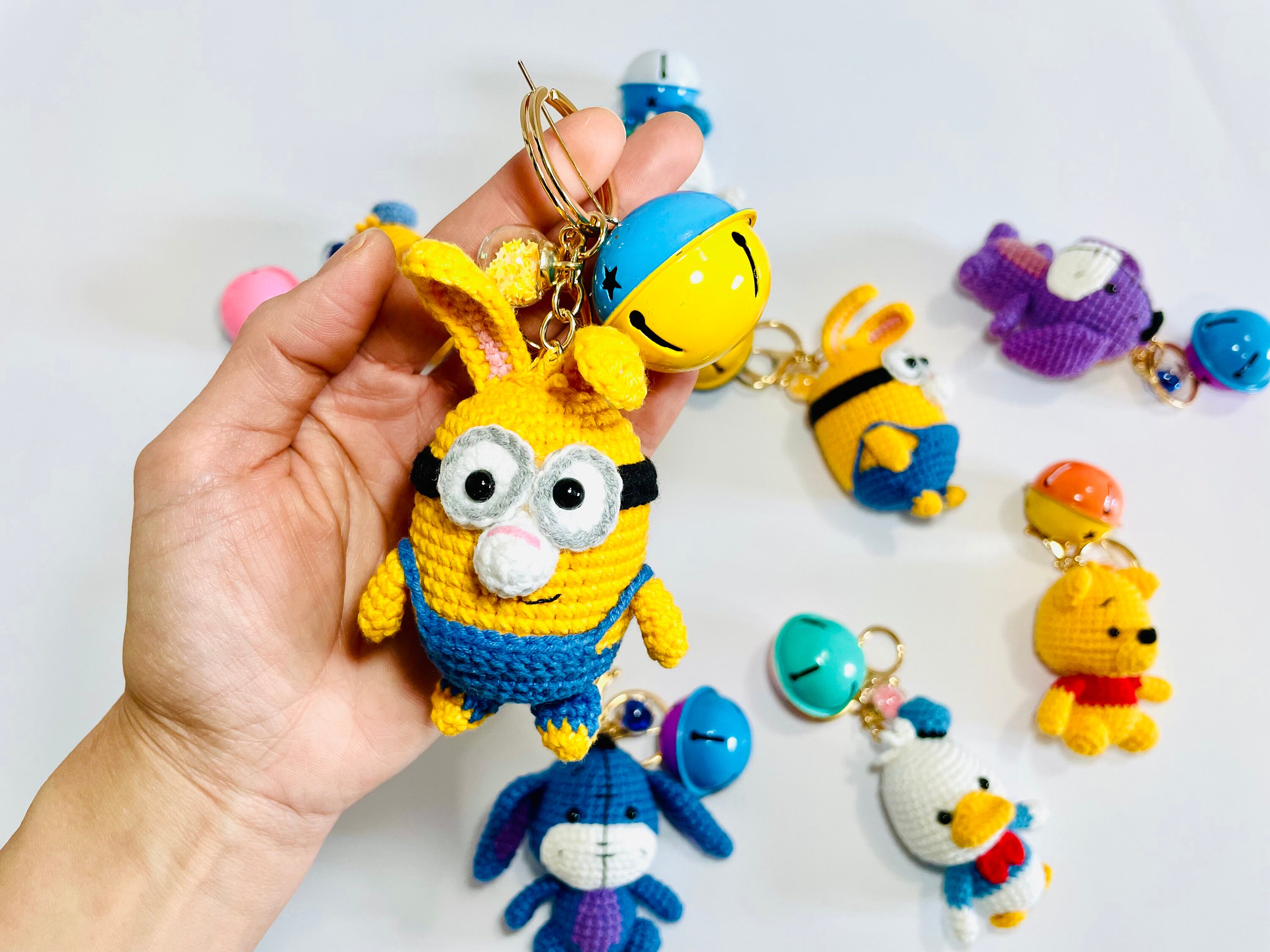 Handmade Crochet Pooh Keychain, Amigurumi Bag Charm, School Bag ...