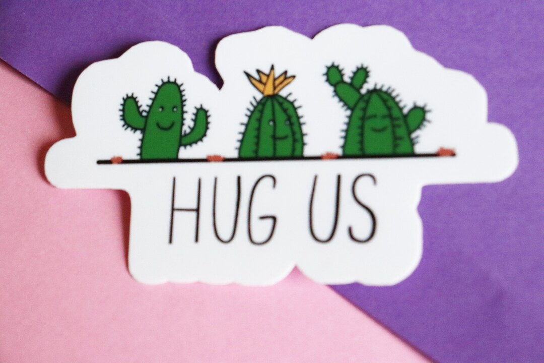 Die-cut-sticker "hug Us" Kaktus, Kakteen, Kawaii Matte 8,9 X 5 Cm - Etsy