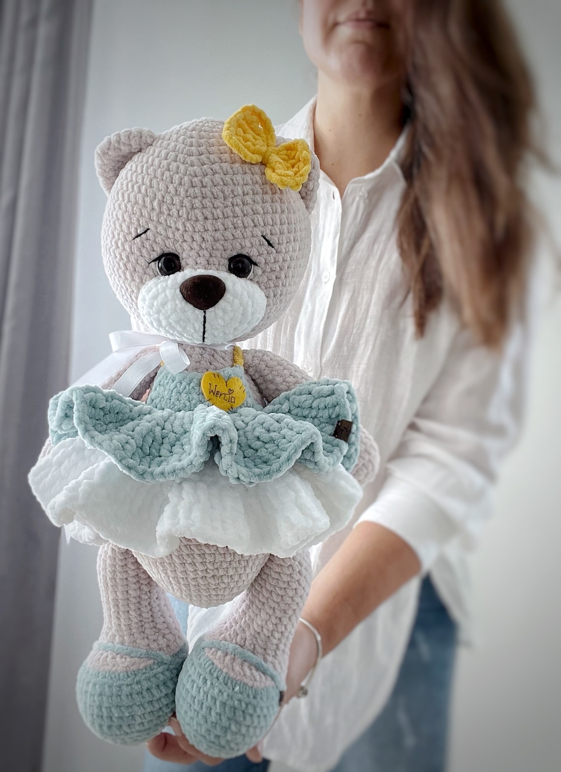 Plush Teddy Bear for Girl, Cuddly Toy for Newborn, Cute Welcome Baby ...