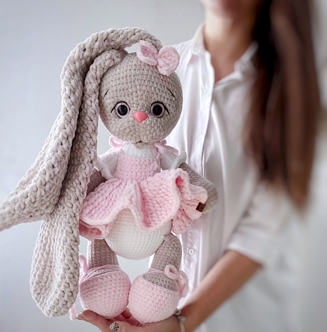 Big Plush Bunny in Dress, Sweet Bunny for Girls, Memory Gift, Cuddly ...