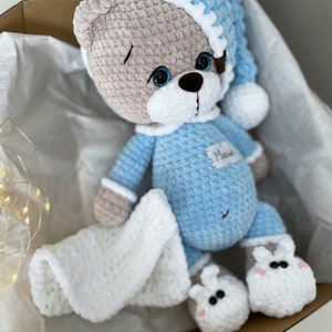 Plush Teddy Bear for Boy, Cuddly Toy for Newborn, Cute Welcome Baby ...