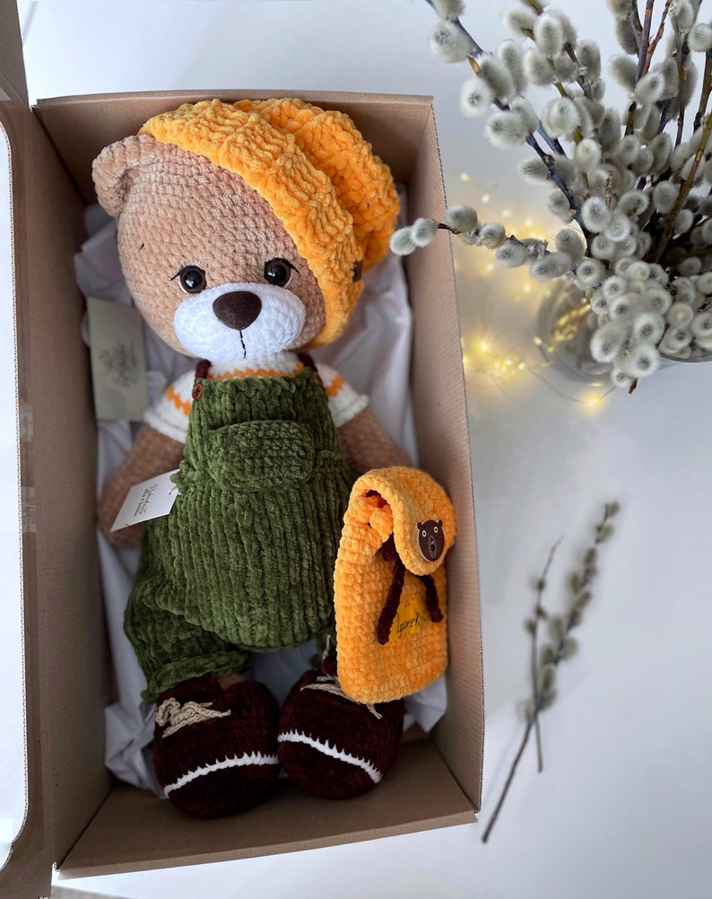 Big Teddy Bear With Backpack Amigurumi Teddy Bear Teddy Toy - Etsy