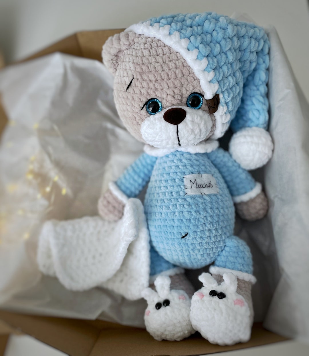Plush Teddy Bear for Boy, Cuddly Toy for Newborn, Cute Welcome Baby ...
