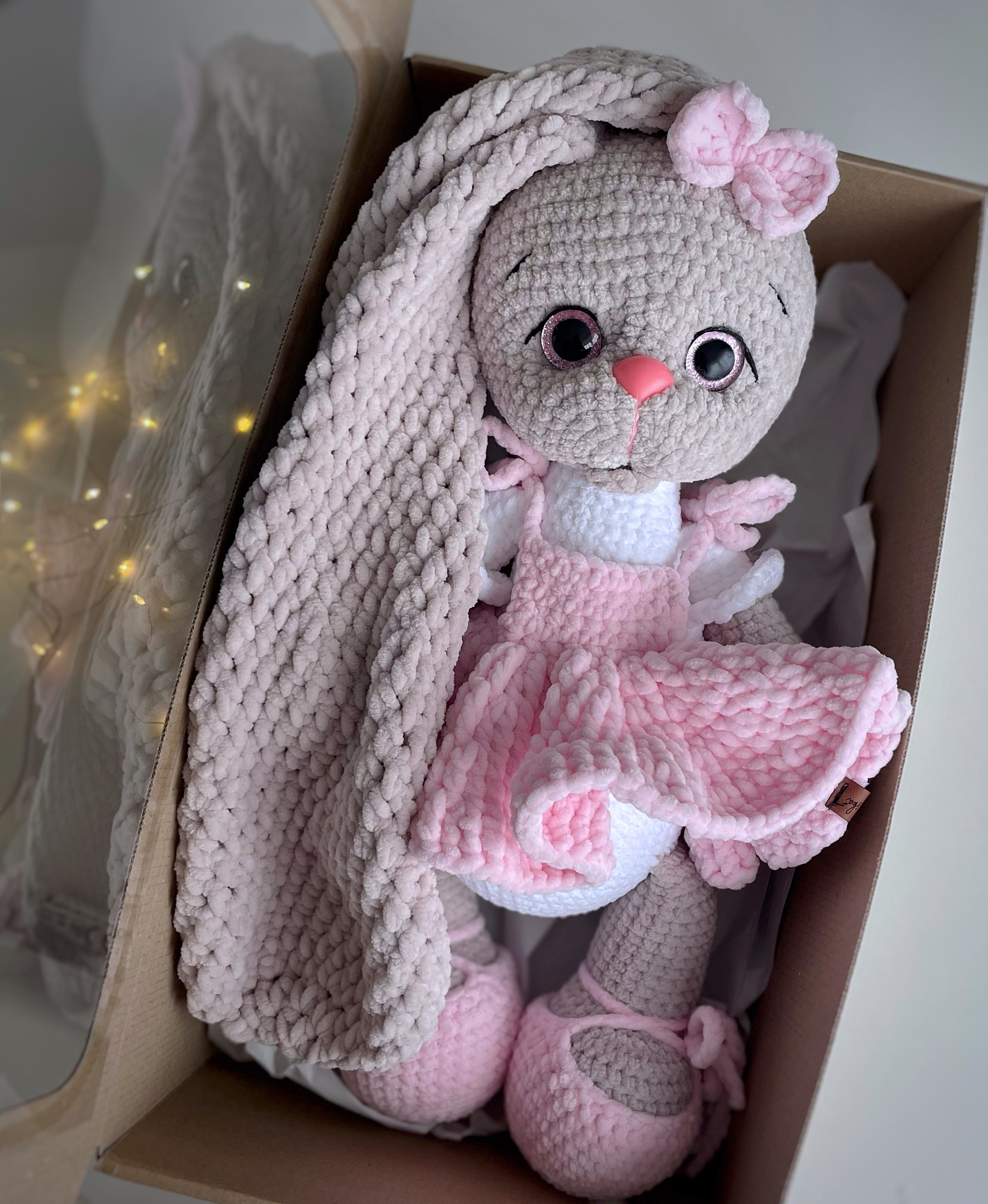 Big Plush Bunny in Dress, Sweet Bunny for Girls, Memory Gift, Cuddly ...