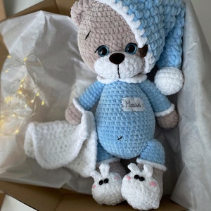 Plush Teddy Bear for Boy, Cuddly Toy for Newborn, Cute Welcome Baby ...