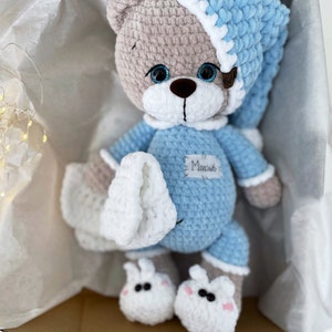 Plush Teddy Bear for Boy, Cuddly Toy for Newborn, Cute Welcome Baby ...