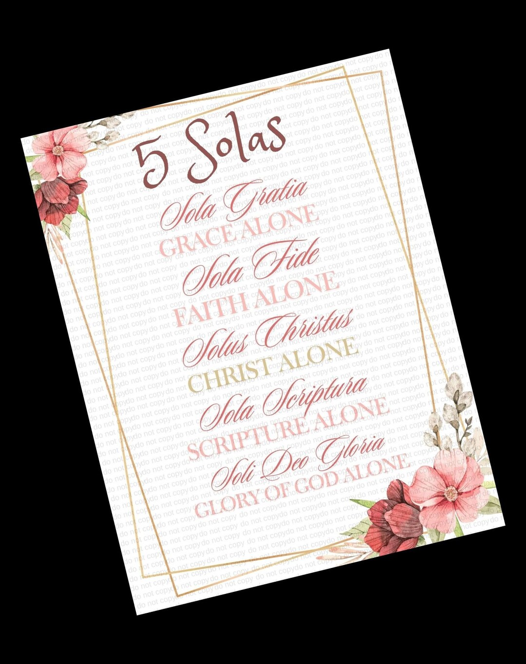 The 5 Solas Print Five Solas Print Reformed Theology Print Reformation ...