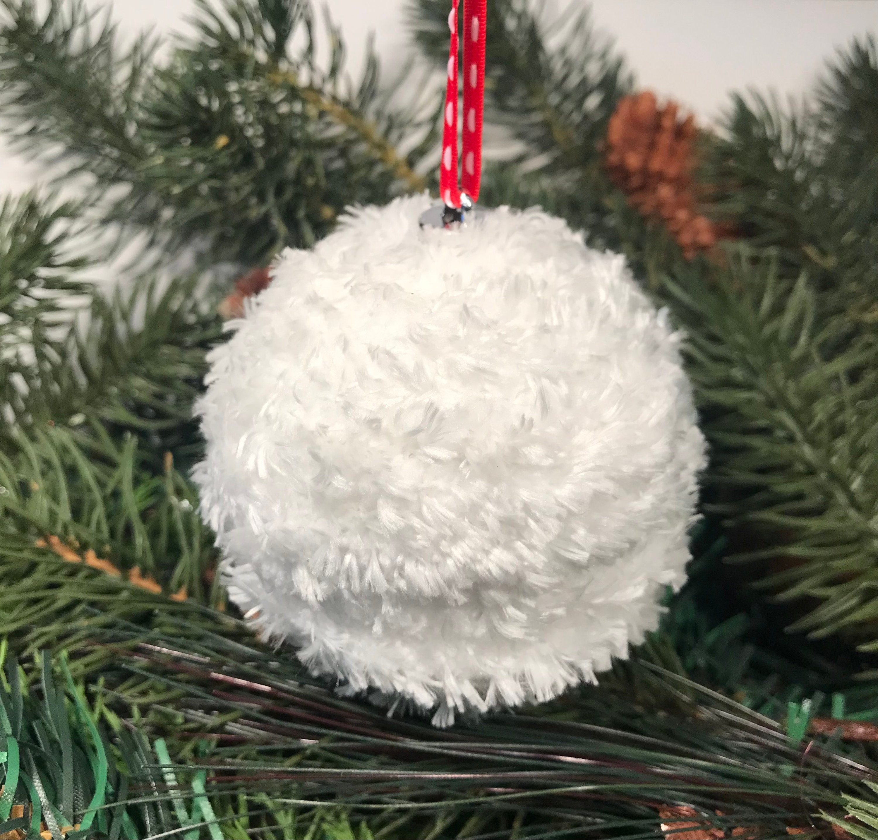 Farmhouse Boho snowball Christmas Ornaments Set of 3 - Etsy