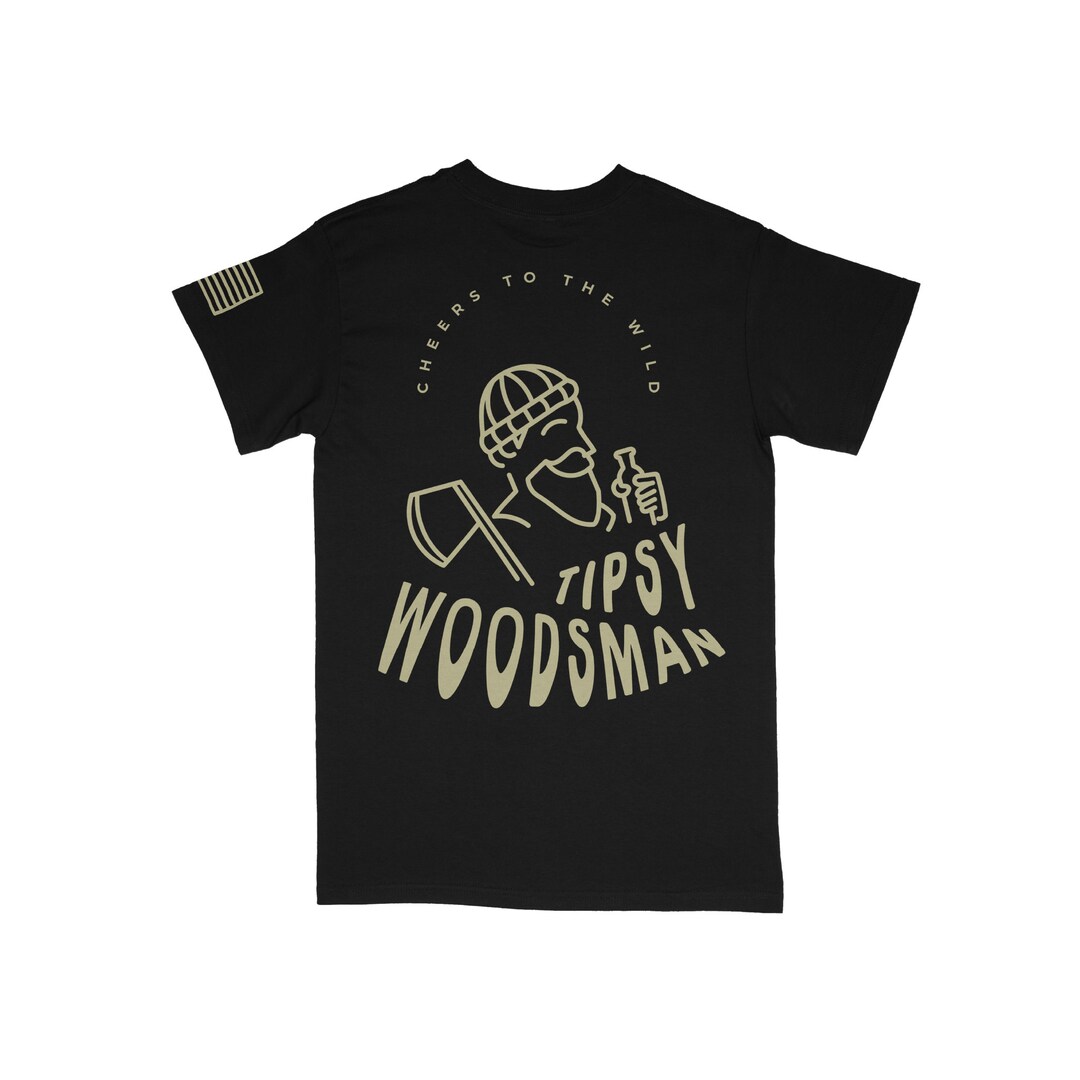Tipsy Woodsman Signature Tee Black With Dark Light Green - Etsy