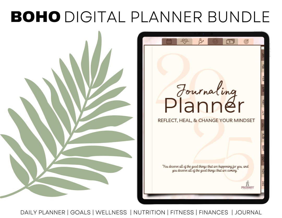 Boho Digital Journal Planner – Self-love, Growth, Productivity (undated ...
