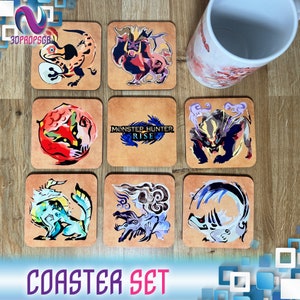 Monster Hunter Rise - Drinks Coaster Set, Gamer Gift - Etsy
