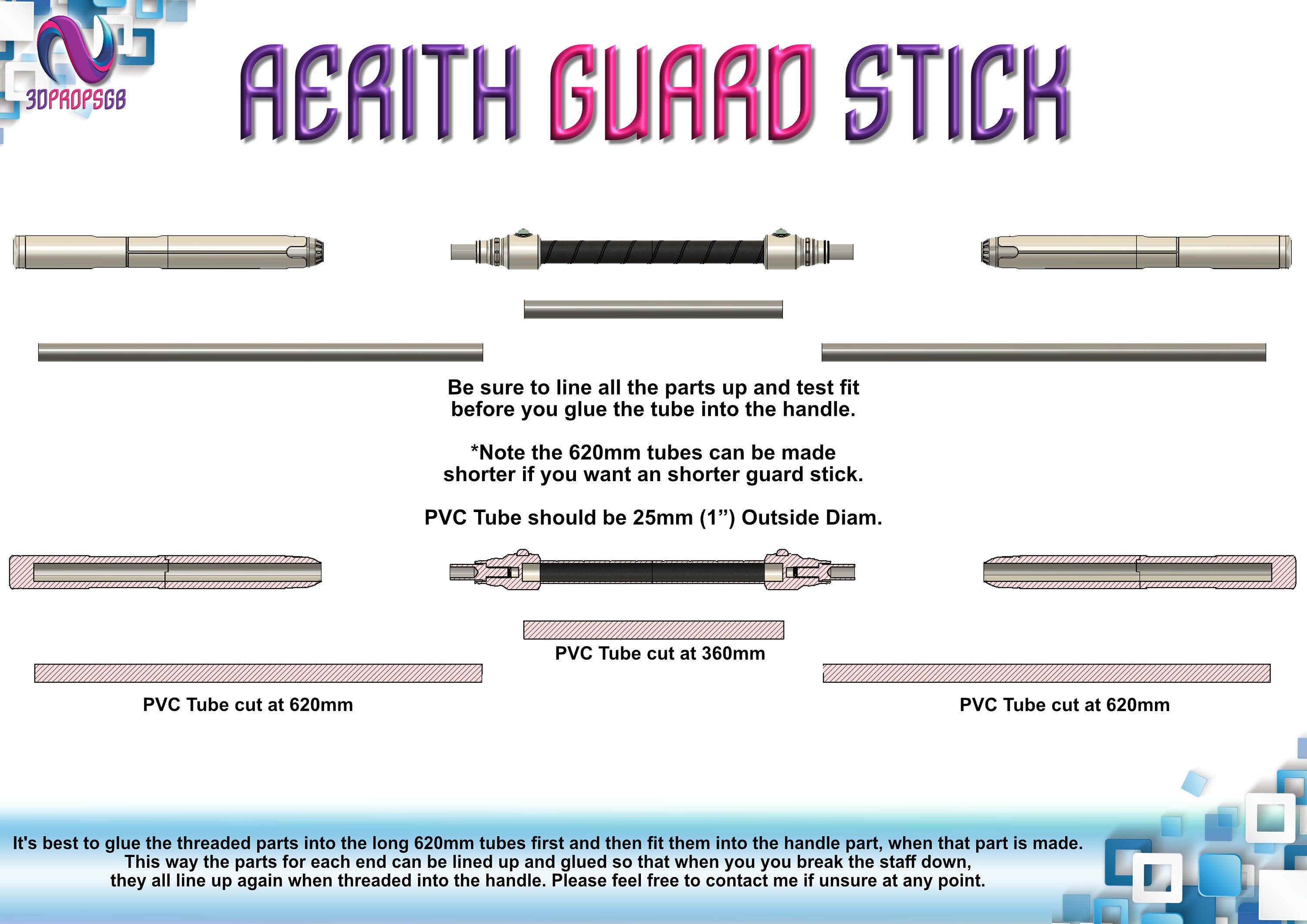 Final Fantasy 7: Aerith's Guard Stick 3D Printed Kit - Etsy