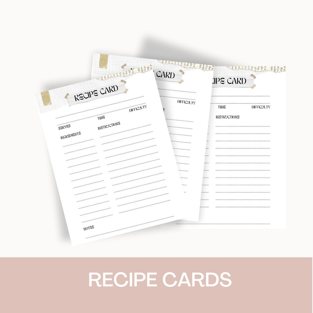 Printable Recipe Page Printable Recipe Recipe Card Pdf Easy to Use ...