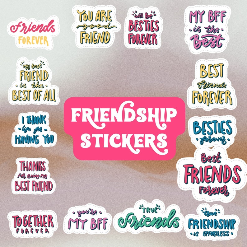 Friendship Sicker Print and Cut Stickers Bundle,friend Printable ...