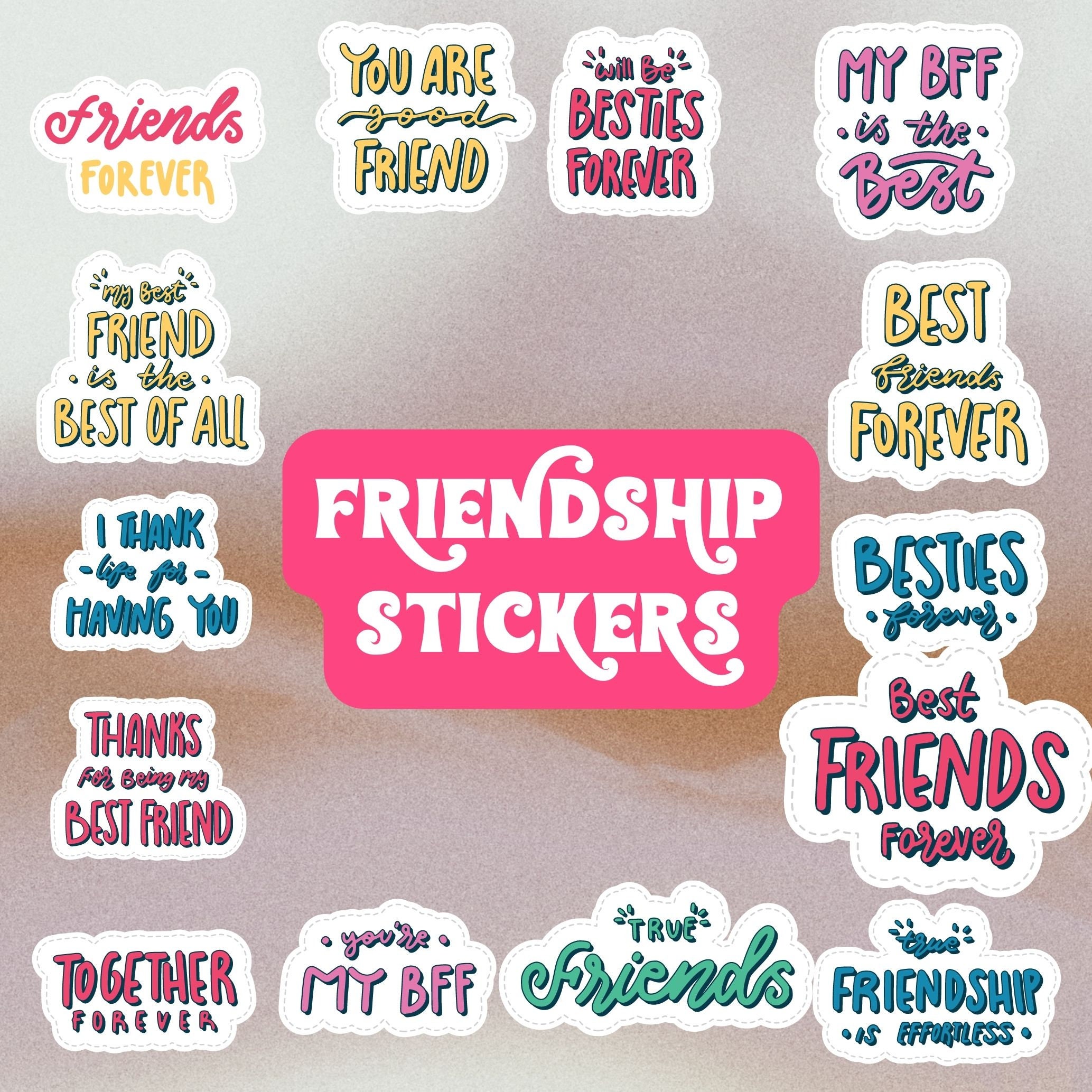 Friendship Sicker Print and Cut Stickers Bundle,friend Printable ...