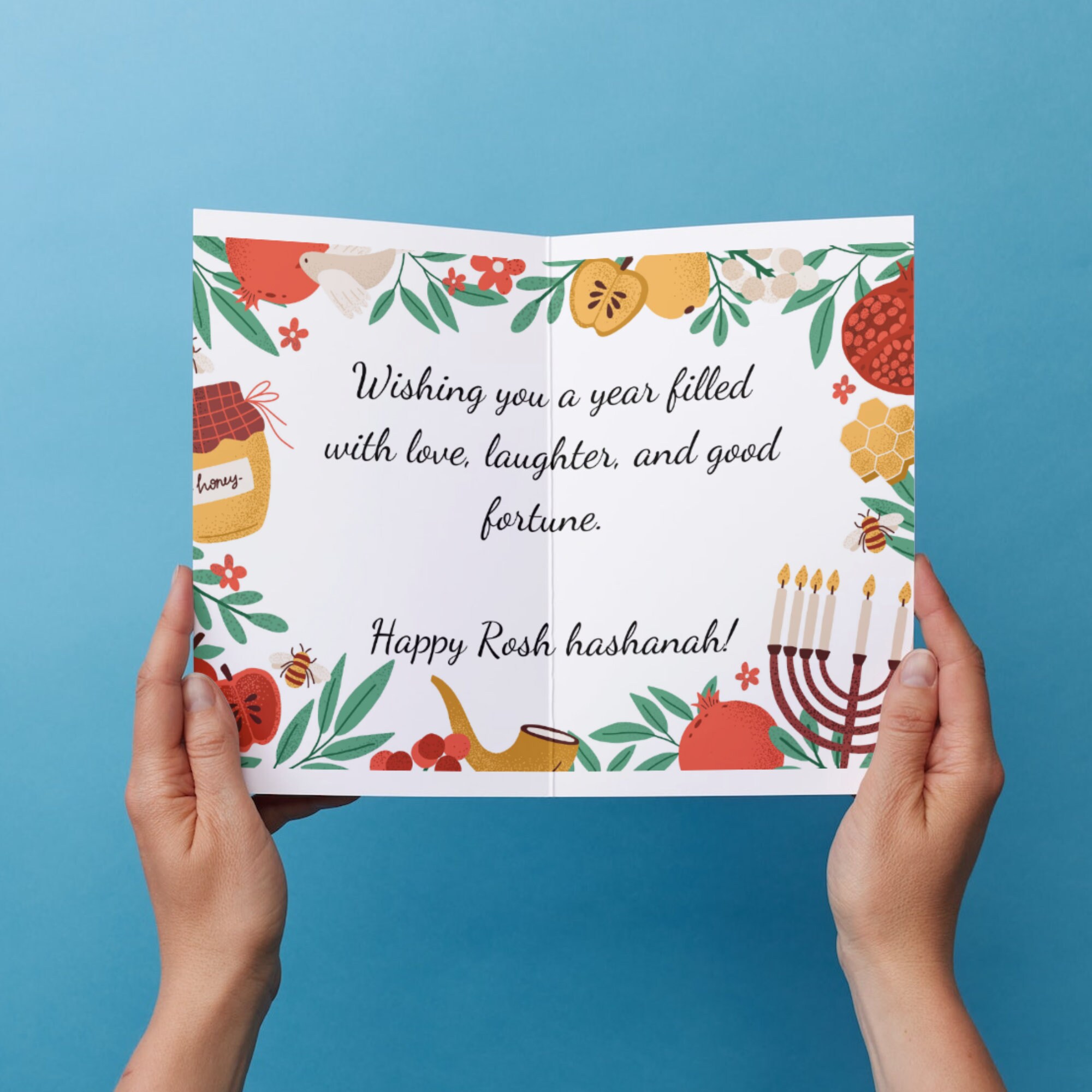 Rosh Hashanah Printable Invite/wish Card With Symbols of Renewal ...