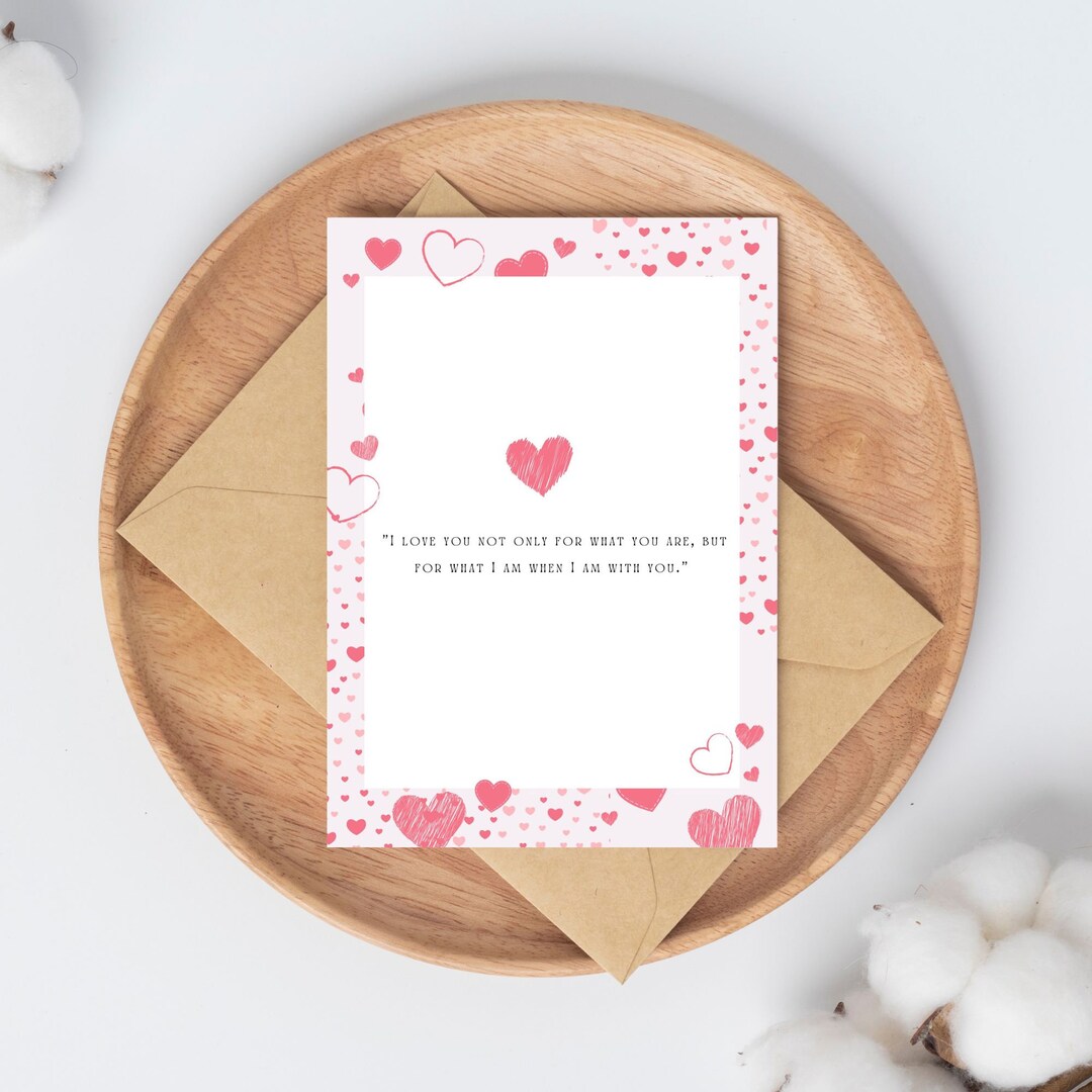 Valentine Card, I Love You Quotes Card, Simple Love Message Card - Etsy