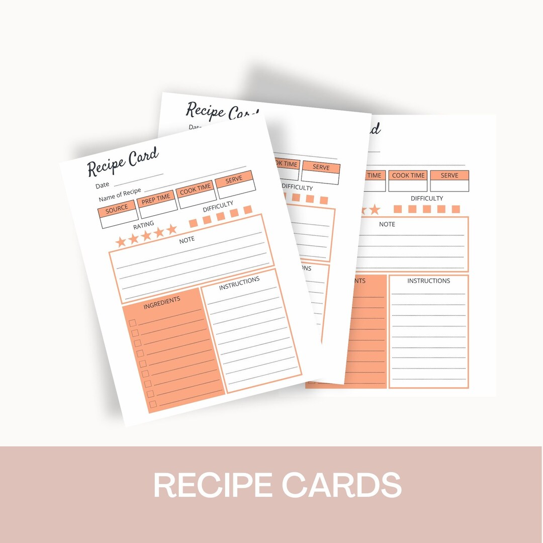Printable Recipe Page Printable Recipe Recipe Card Pdf Easy to Use ...