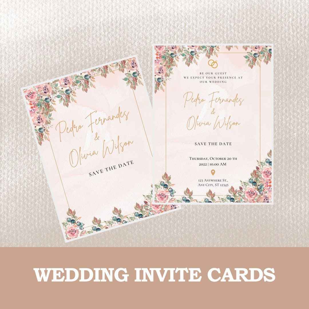 DIY Editable Wedding Card, Simple Wedding Invitation, Editable ...