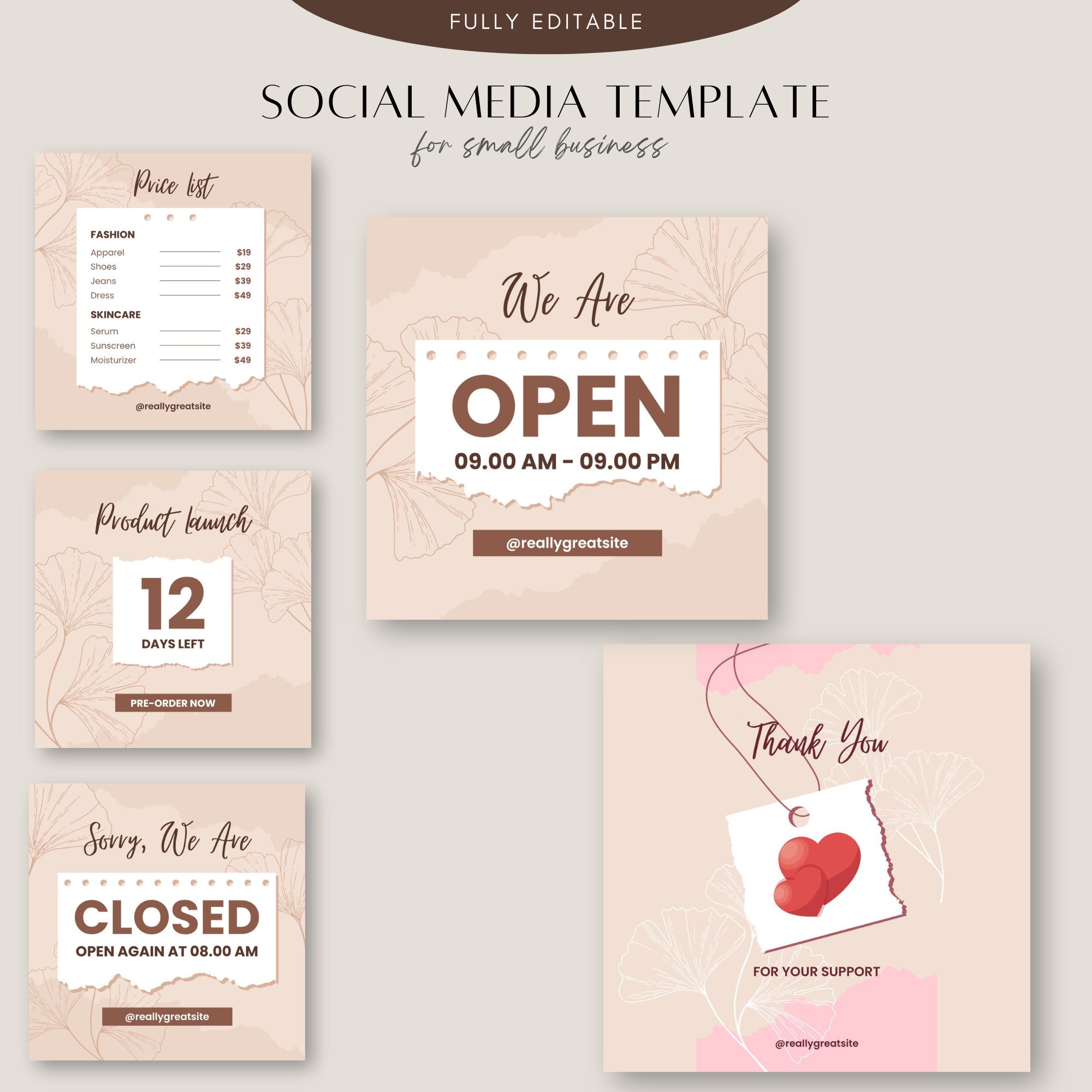 DIY Editable Social Media Template, Editable Business Social Media ...