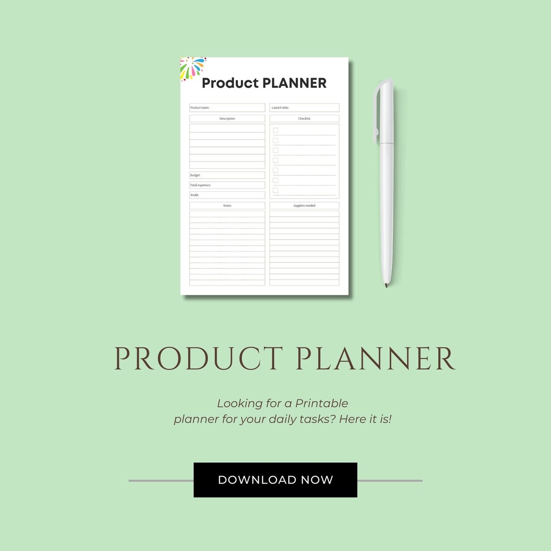 Product Planner, Printable Product Planner for Business, Instant ...
