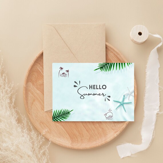 Hello summer card | downloadable cad | digital greeting | happy summer ...