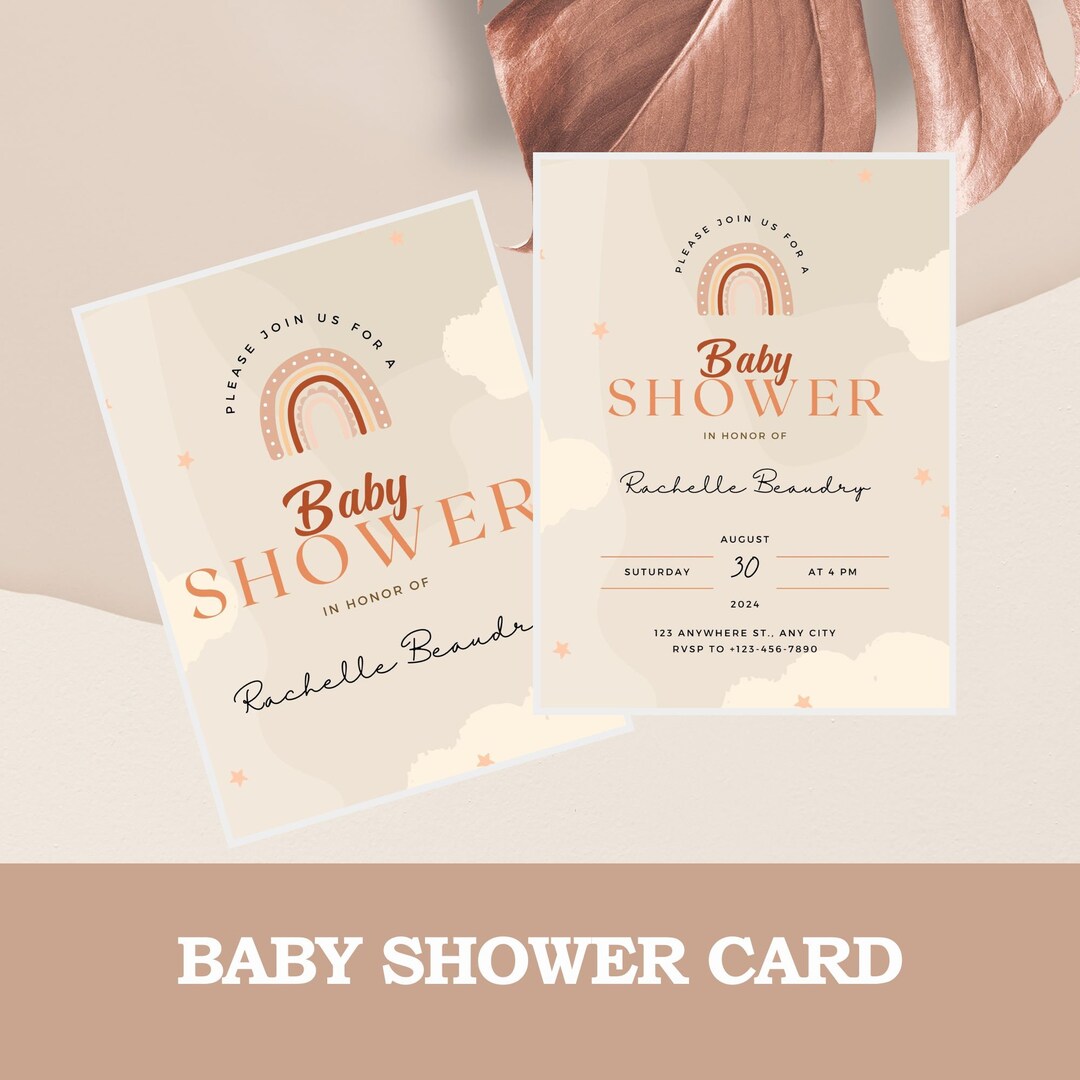 EDITABLE Brown Baby Shower Invitation, Baby Shower Brown, Baby in Bloom ...