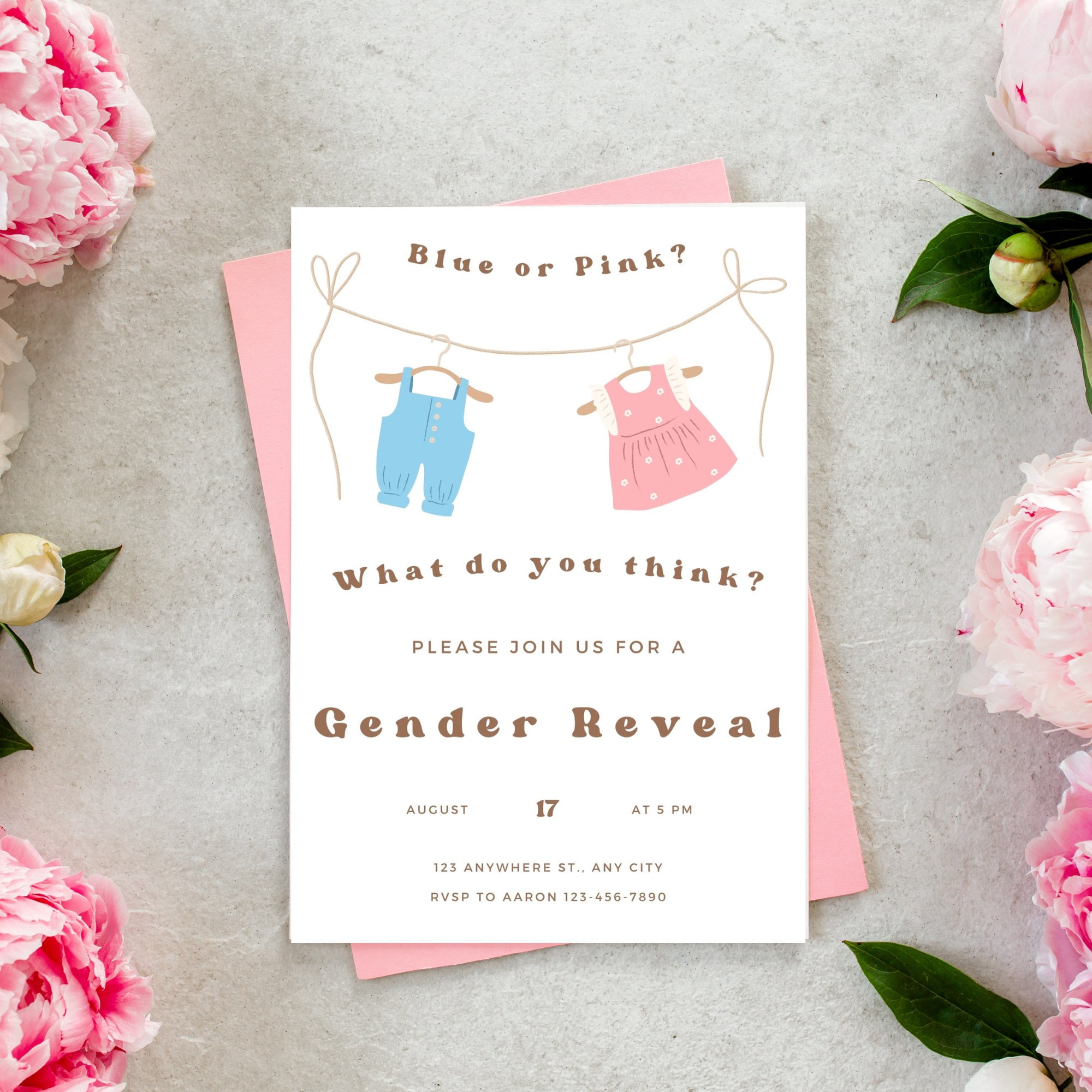 Gender Reveal Card, Editable Gender Reveal Card - Etsy