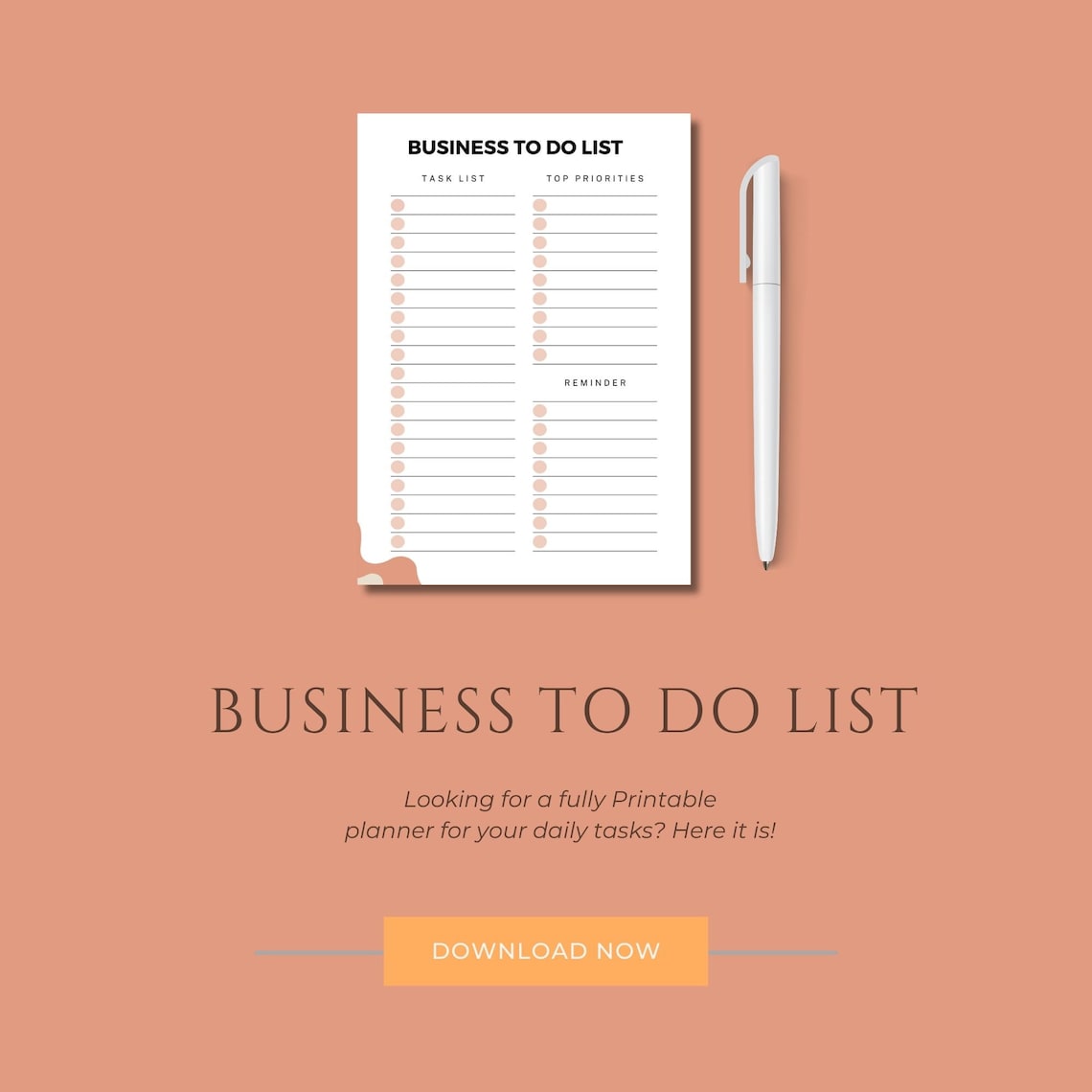 Business to Do List, to Do List for Business Printable Pdf Planner ...