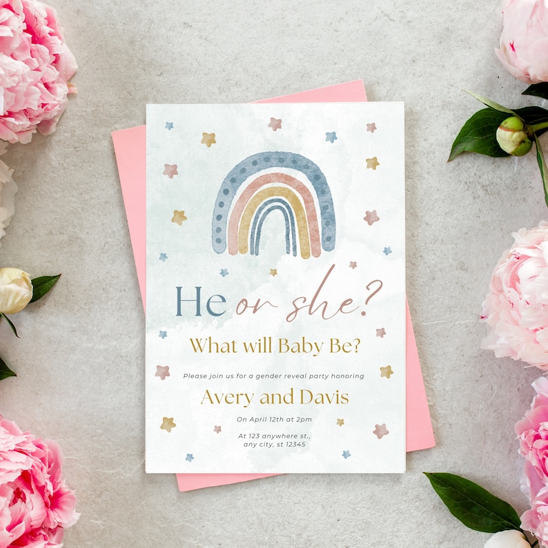 Gender Reveal Card, Gender Reveal, Electronic Gender Reveal Evite ...